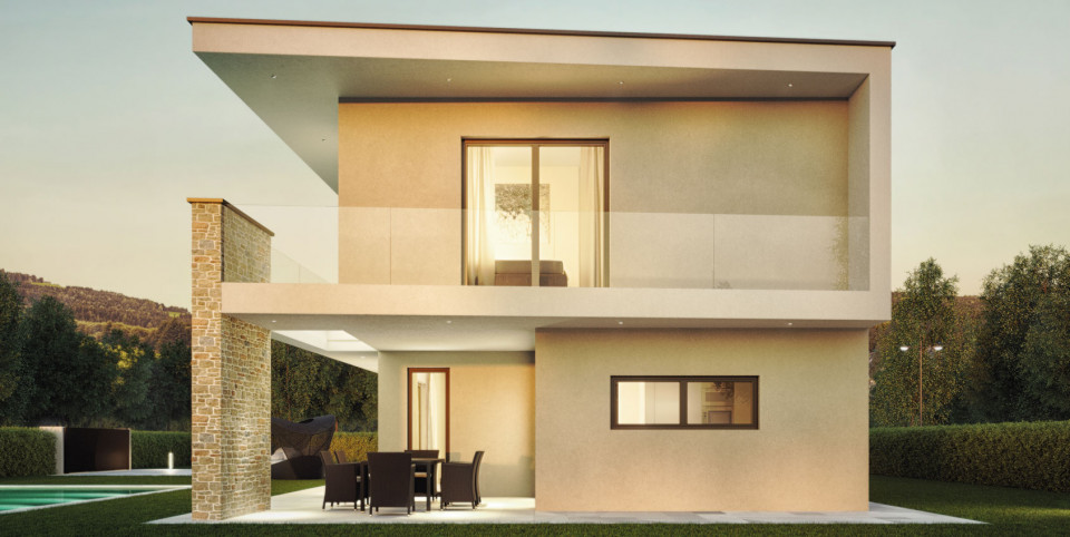 Grande casa prefabbricata su due Piani in Stile Contemporaneo ...